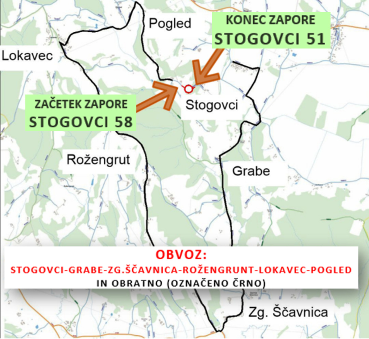 SANACIJA PLAZU CELEC - OBVESTILO O POPOLNI ZAPORI OBČINSKE CESTE JP 604381 (STOGOVCI-GRABE ...